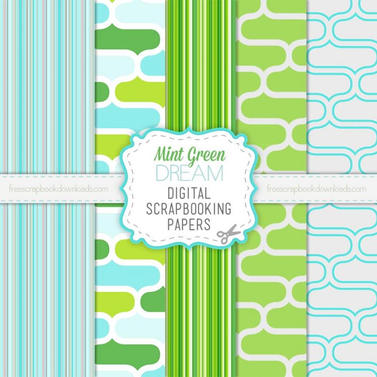 Mint Dream Blue and Green Scrapbook Paper Set (Free)